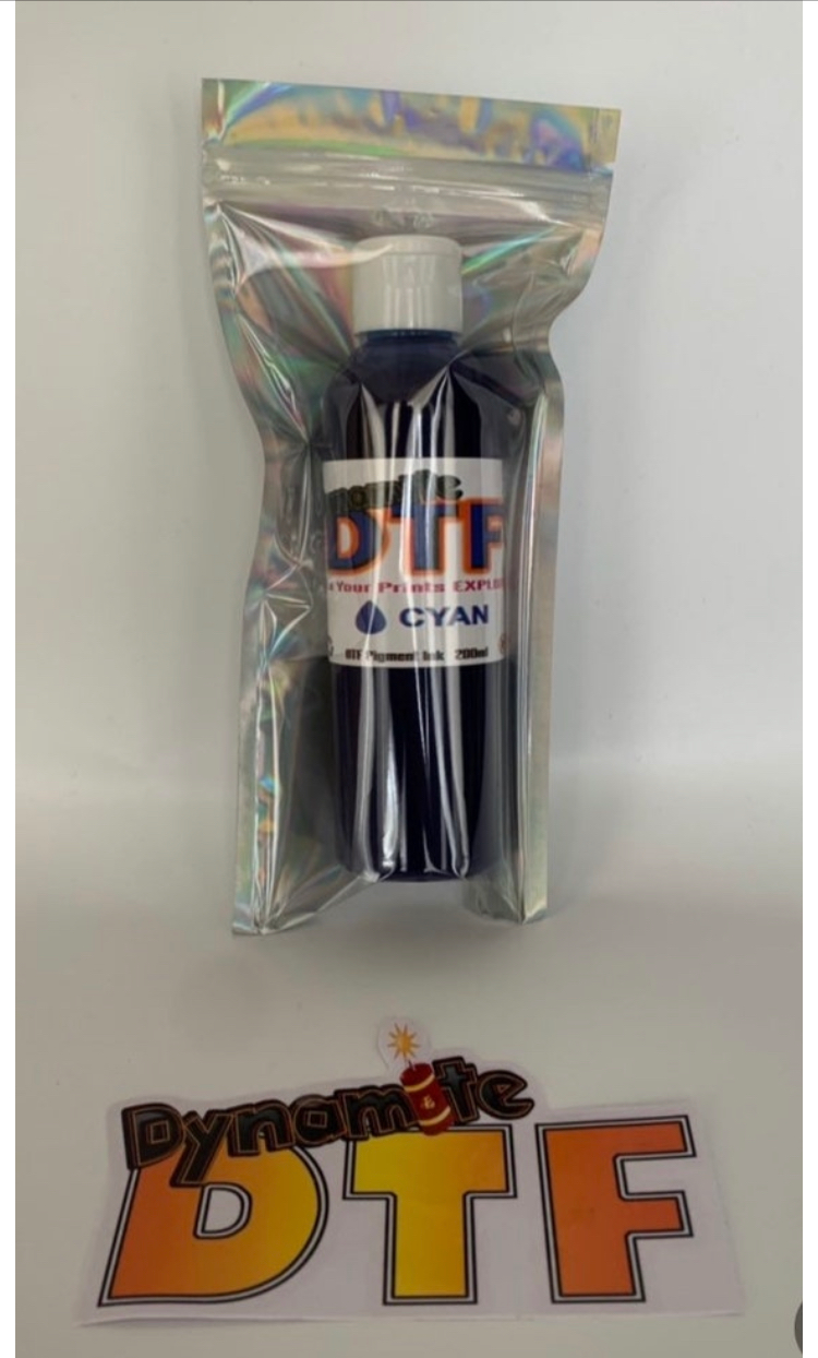 Cyan. Dynamite DTF Ink for DTF Printers,Epson Printer, (1) - 250ml bot